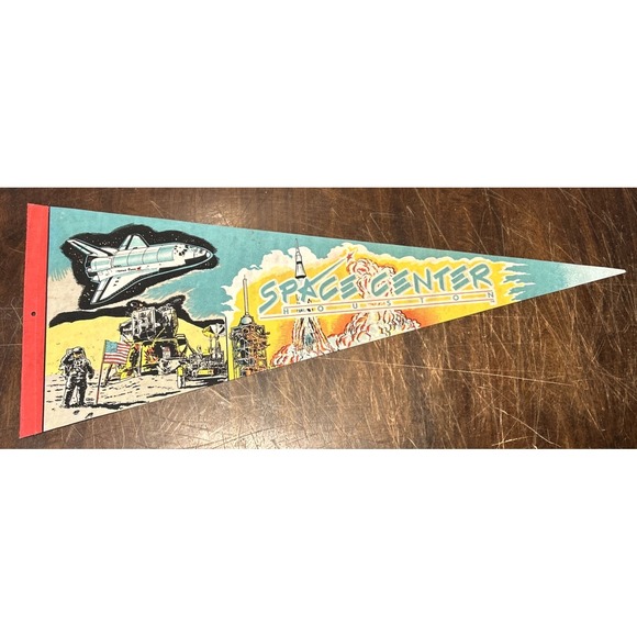 Wall Decor | Space Center Houston Pennant 3 Vintage Nasa Shuttle Moon ...